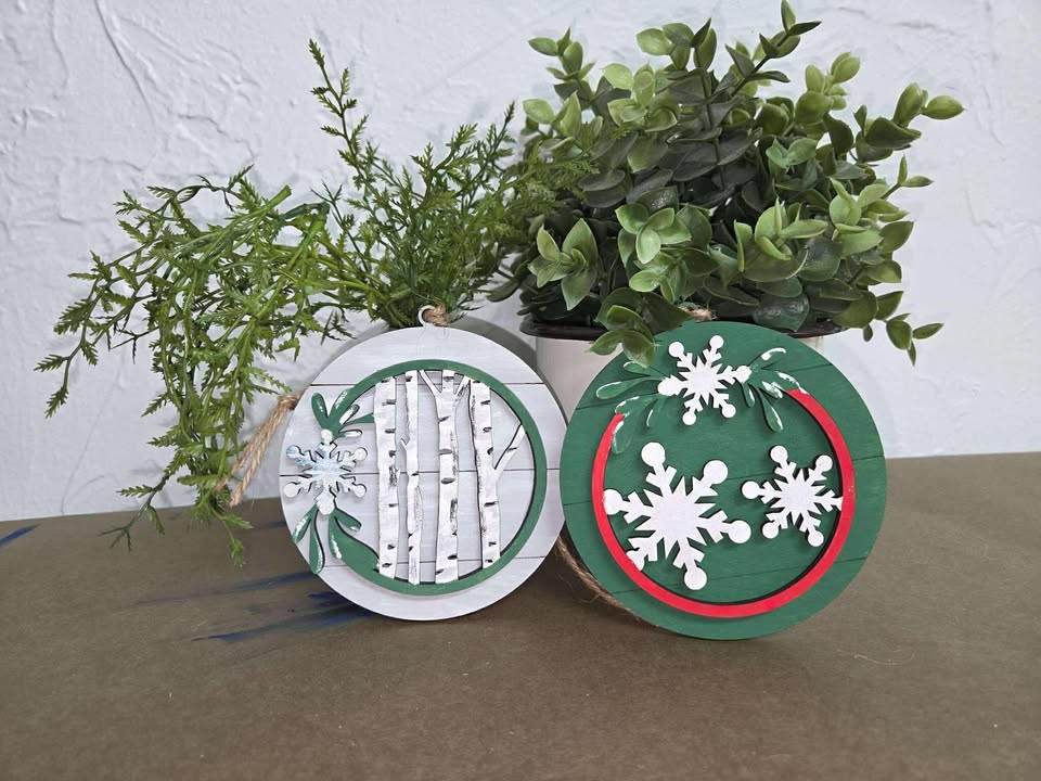 Birch Snowflake Duo Ornaments – Pulp and Pine DIY Studio