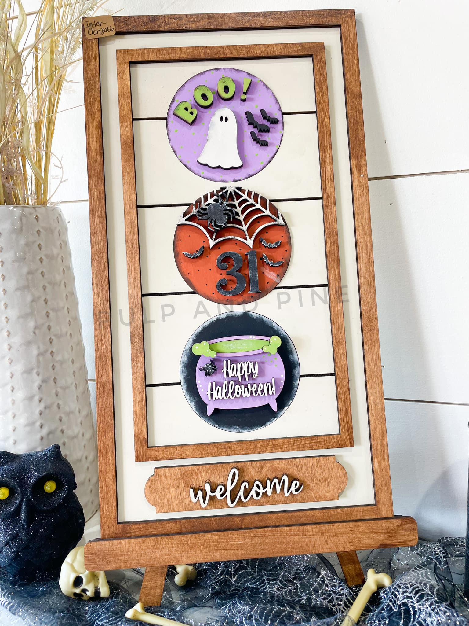Welcome Interchangeable Sign Stand w/Halloween Inserts – Pulp and Pine ...