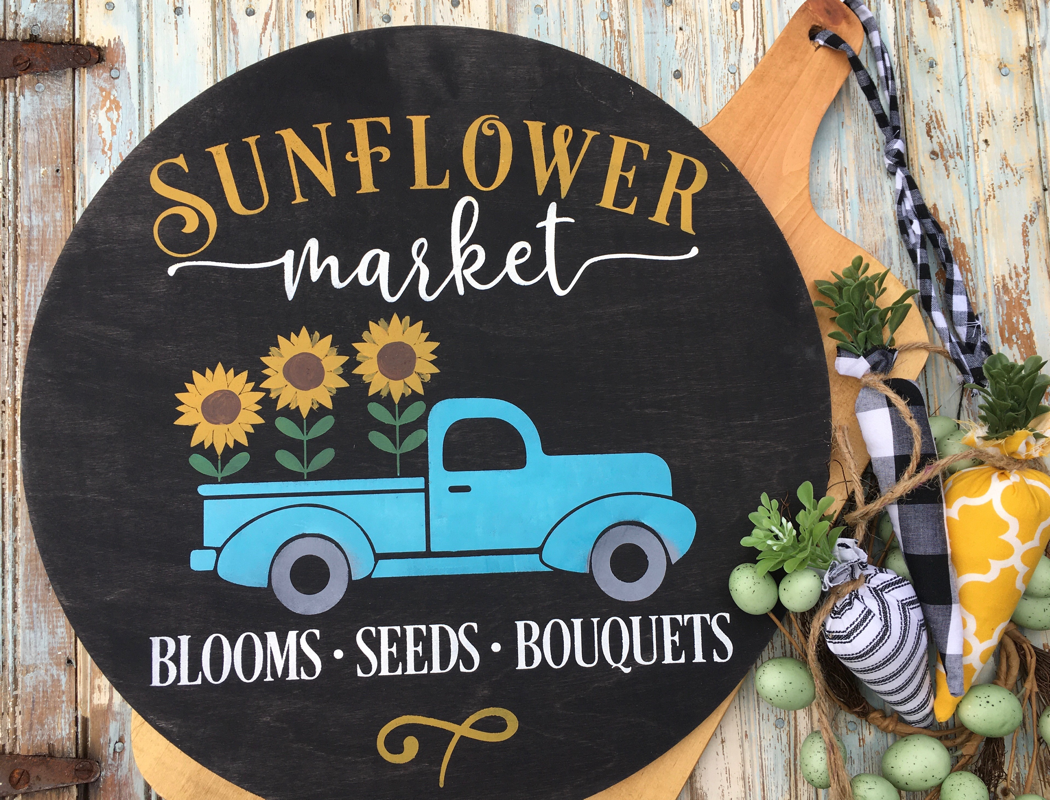 Sunflower Market Truck (3D Round Design) – Pulp and Pine DIY Studio