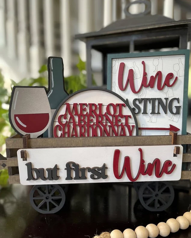 But First Wine (Interchangeable Wagon Set) – Pulp and Pine DIY Studio